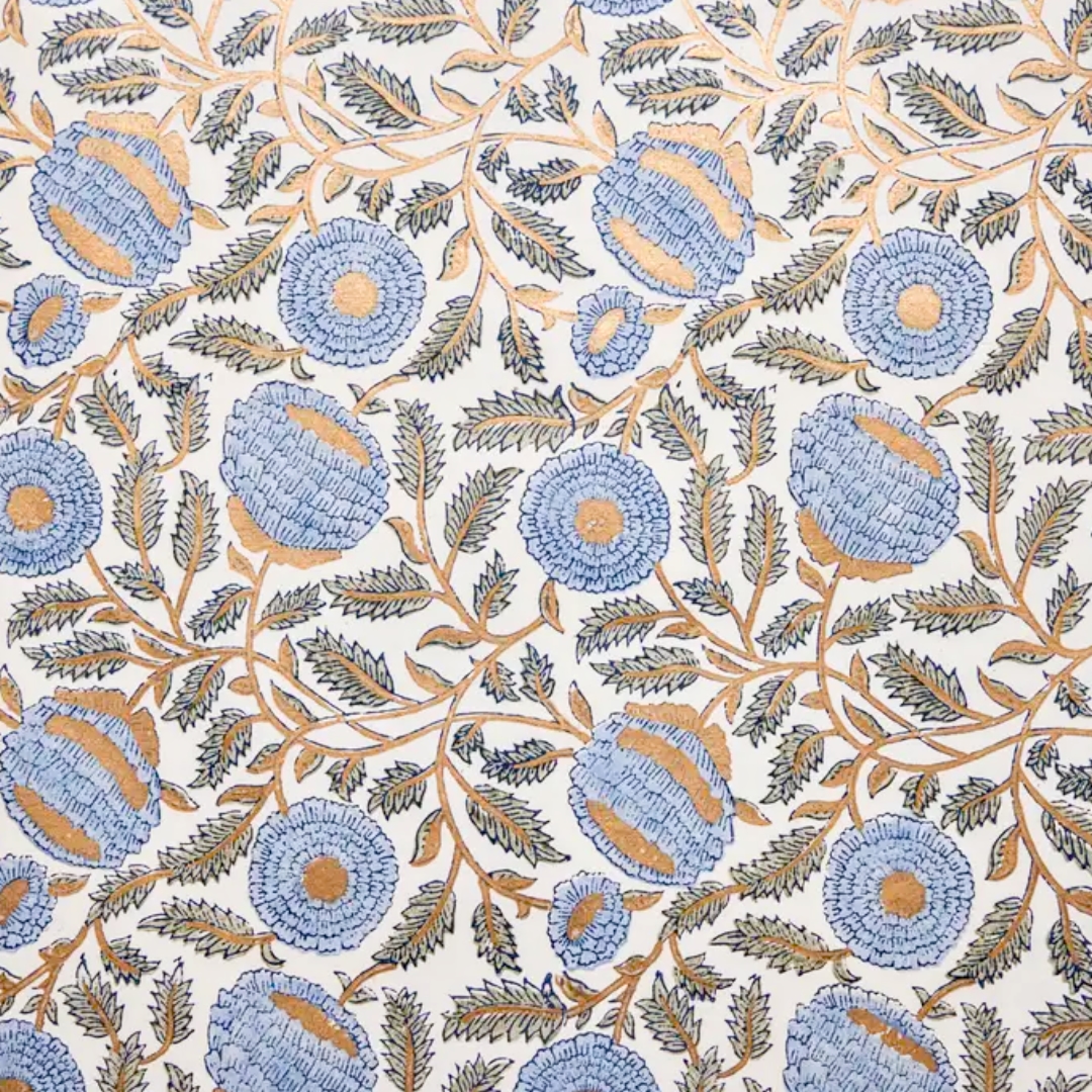 Paper Mirchi, Marigold Glitz Bluestone, 100% Cotton, 200 gsm ...