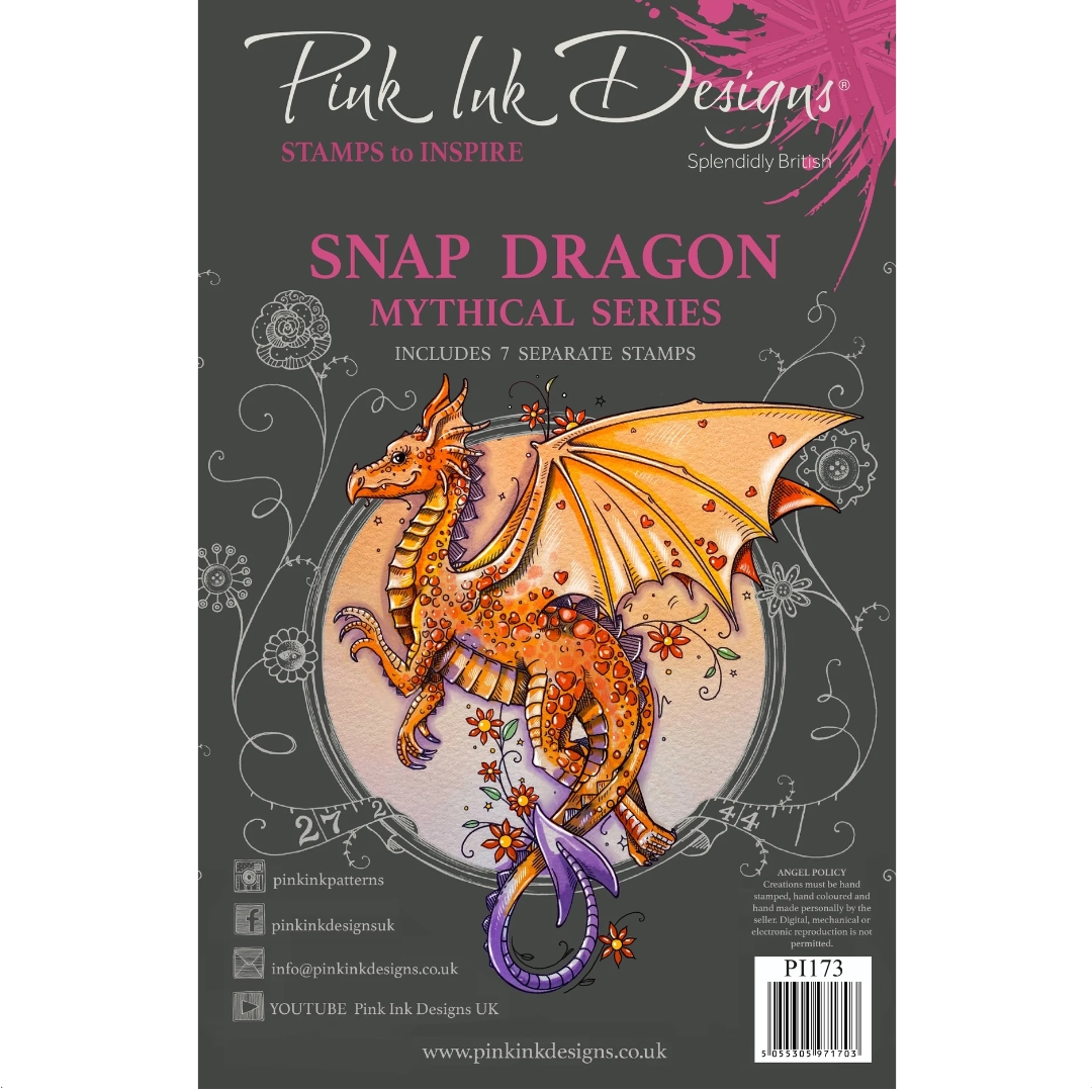 Pink Ink Designs, A5 Clear Stamp, Snap Dragon - ArtMaterials.CA